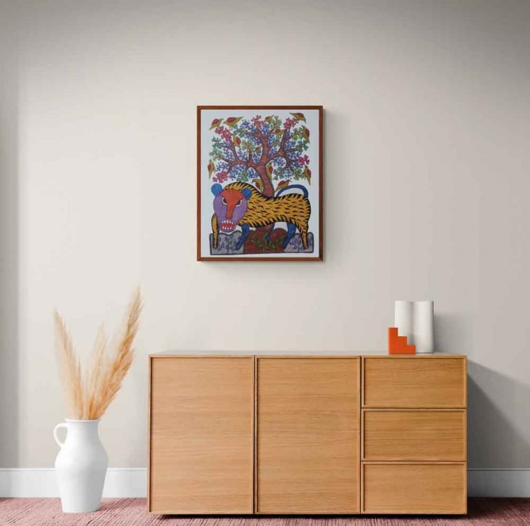 Angry Tiger - Gond Painting & Artwork - Tribal Art India