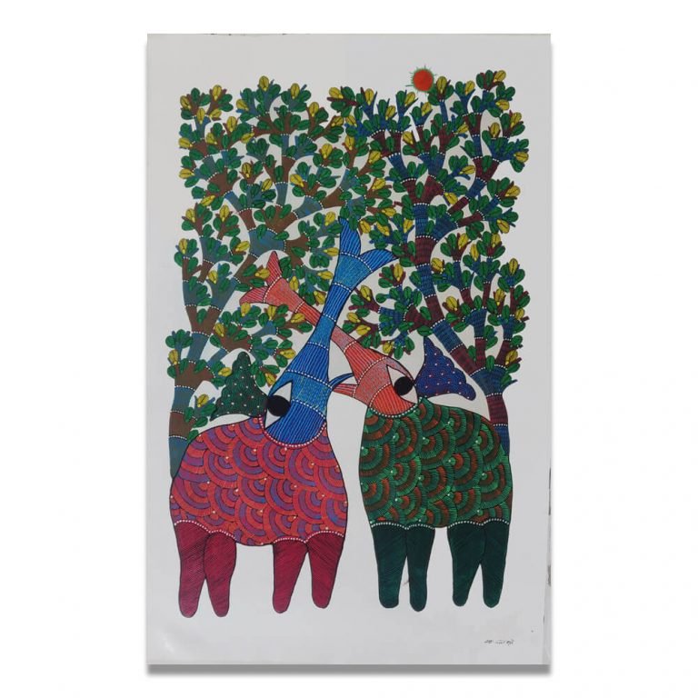 Playful Elephants - Gond Painting & Artwork - Tribal Art India